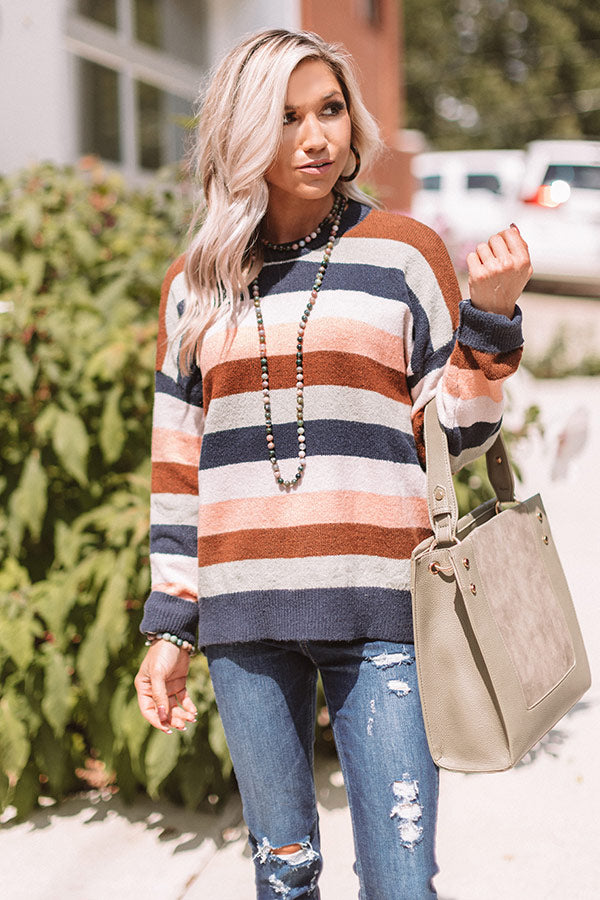 Swiss Alps Getaway Stripe Shift Sweater • Impressions Online Boutique