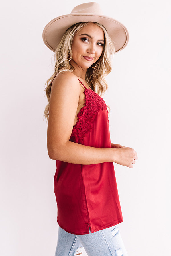 Center Stage Spotlight Lace Tank In Crimson • Impressions Online Boutique