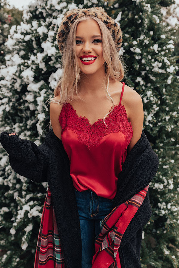 Center Stage Spotlight Lace Tank In Crimson • Impressions Online Boutique