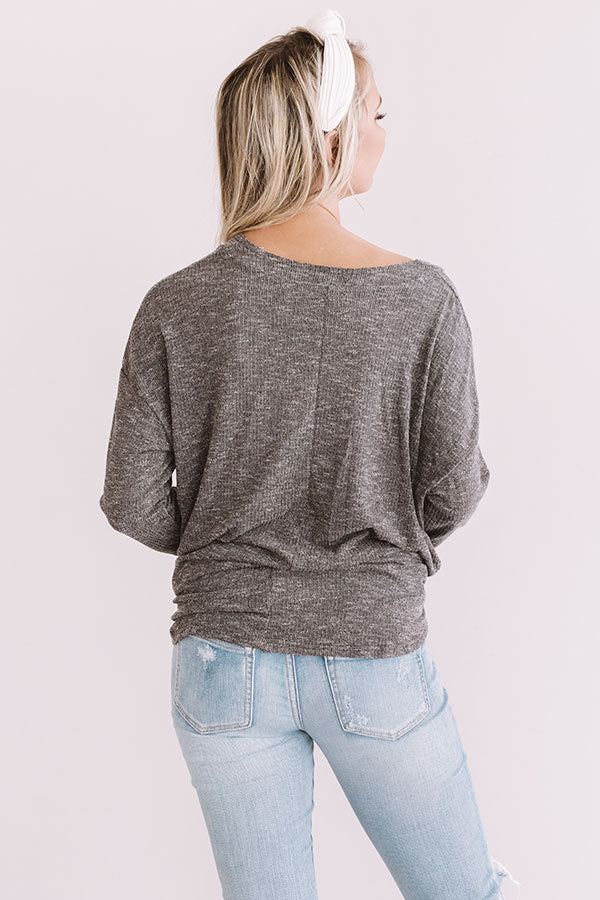 Social Debut Button Up Top In Dark Grey • Impressions Online Boutique