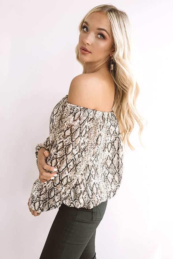 Flirty First Date Snake Print Top In Brown • Impressions Online Boutique