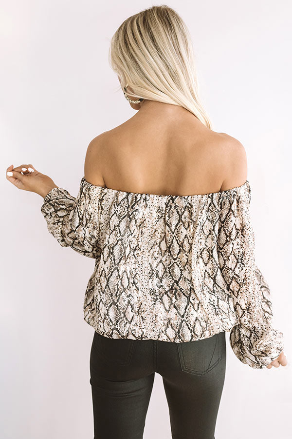 Flirty First Date Snake Print Top In Brown • Impressions Online Boutique