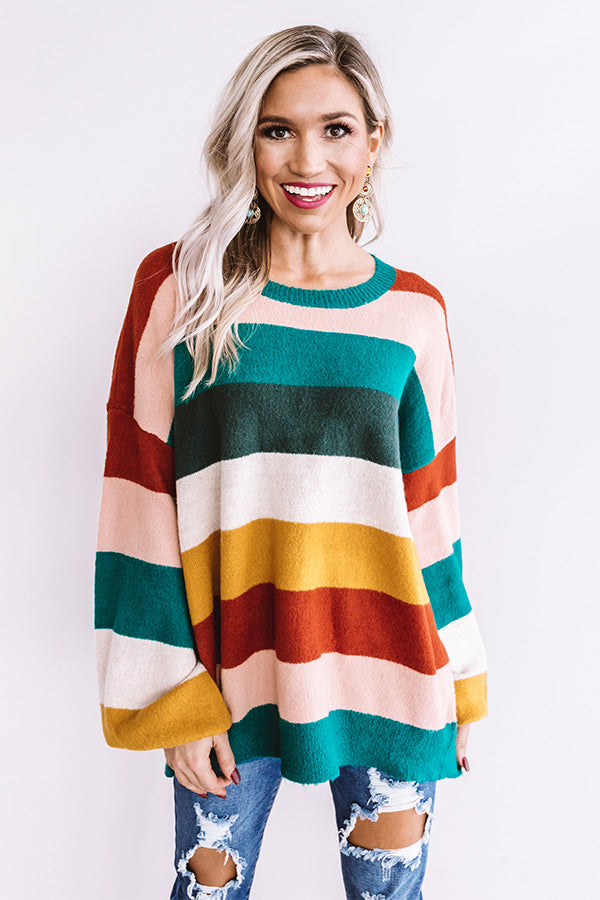 Pop Of Color Stripe Sweater In Emerald • Impressions Online Boutique