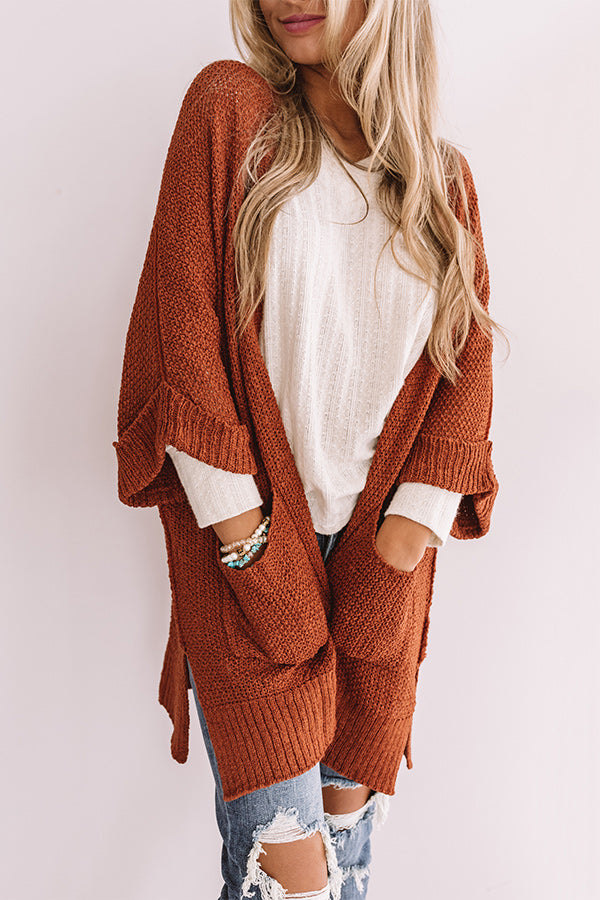 Weekend Out West Knit Cardigan In Rust • Impressions Online Boutique