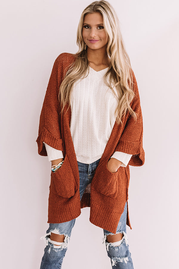 Weekend Out West Knit Cardigan In Rust • Impressions Online Boutique