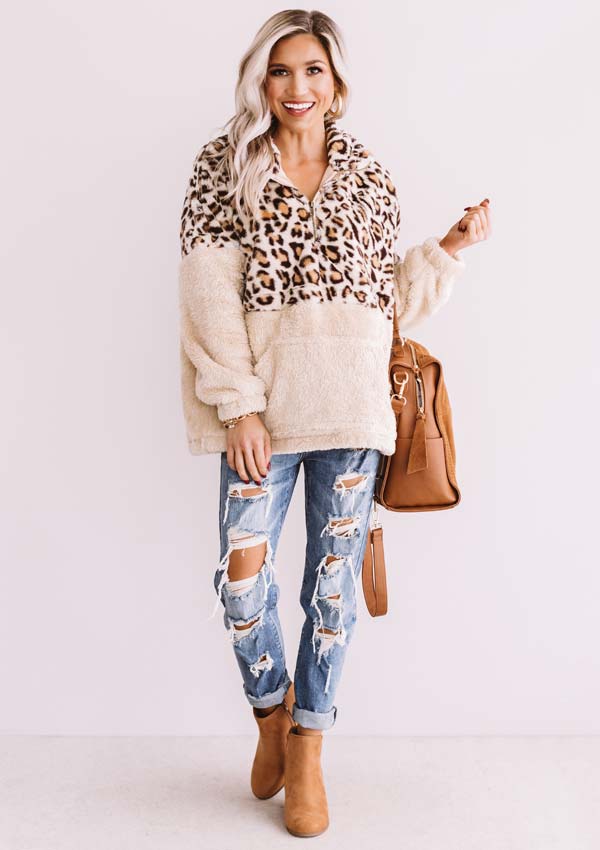 Sweet And Snuggly Leopard Pullover • Impressions Online Boutique