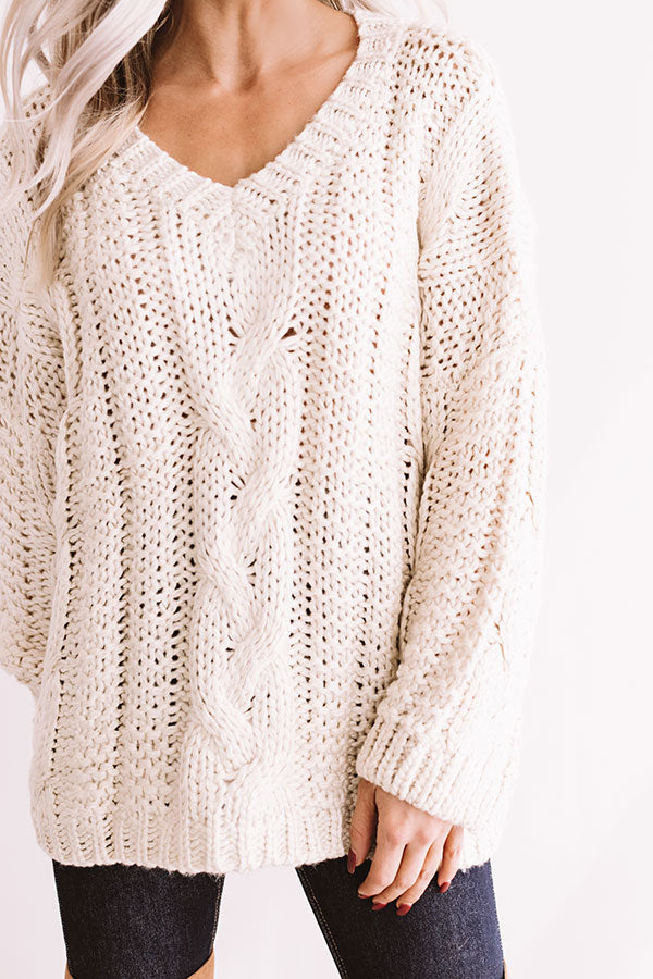 Wandering Through Winter Cable Knit Sweater In Ivory • Impressions ...