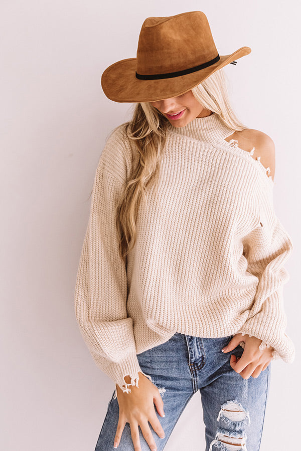Feels Like Fall Distressed Sweater Iced Latte – Impressions Online Boutique