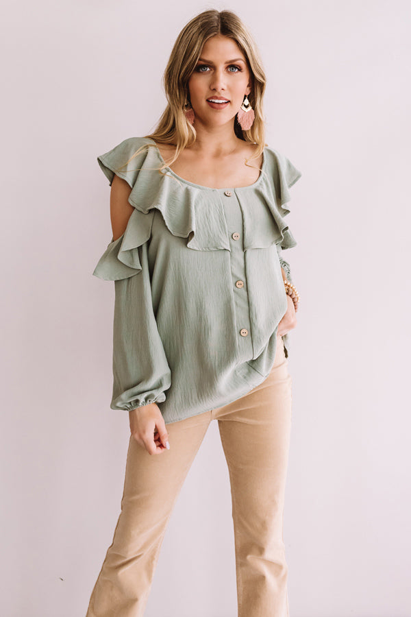 Romantic Reflections Ruffle Top In Sage • Impressions Online Boutique