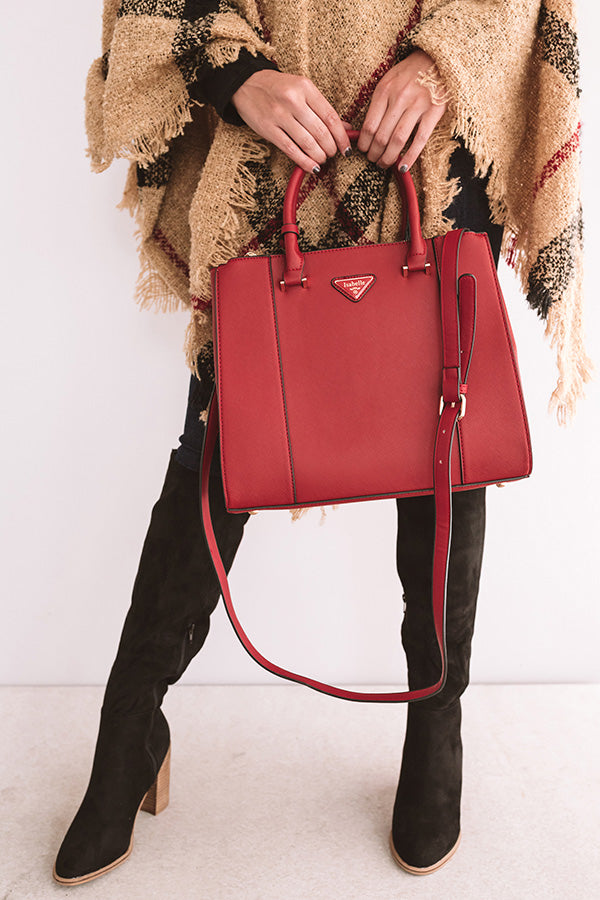Going, Going, Glam Faux Leather Tote in Red • Impressions Online Boutique
