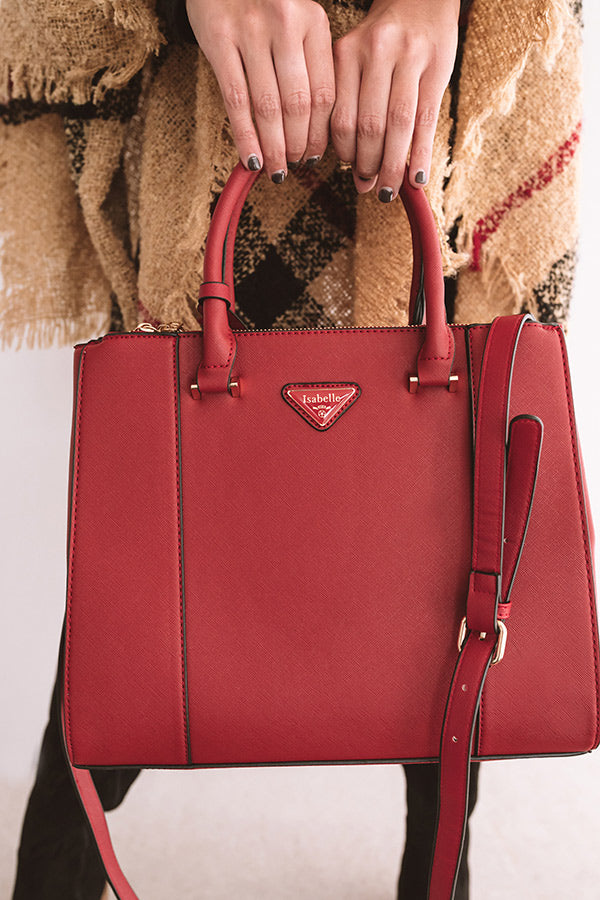 Going, Going, Glam Faux Leather Tote in Red • Impressions Online Boutique