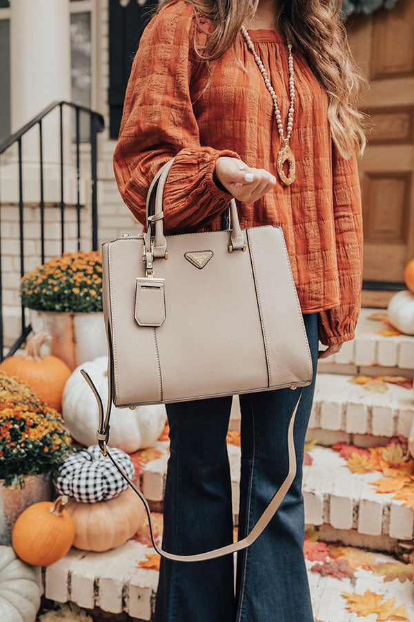 Going, Going, Glam Faux Leather Tote in Taupe – Impressions Online Boutique
