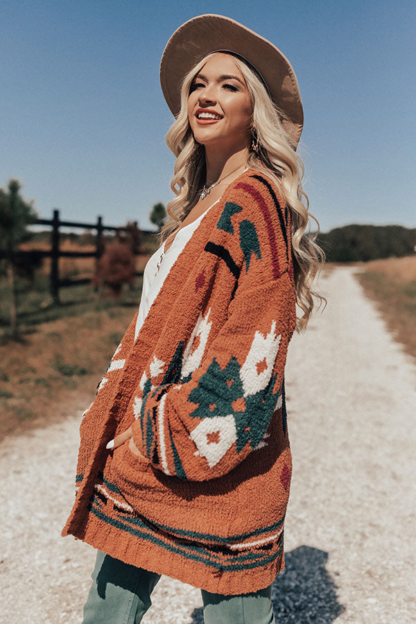 Warm Fuzzy Feels Knit Cardigan In Rust • Impressions Online Boutique