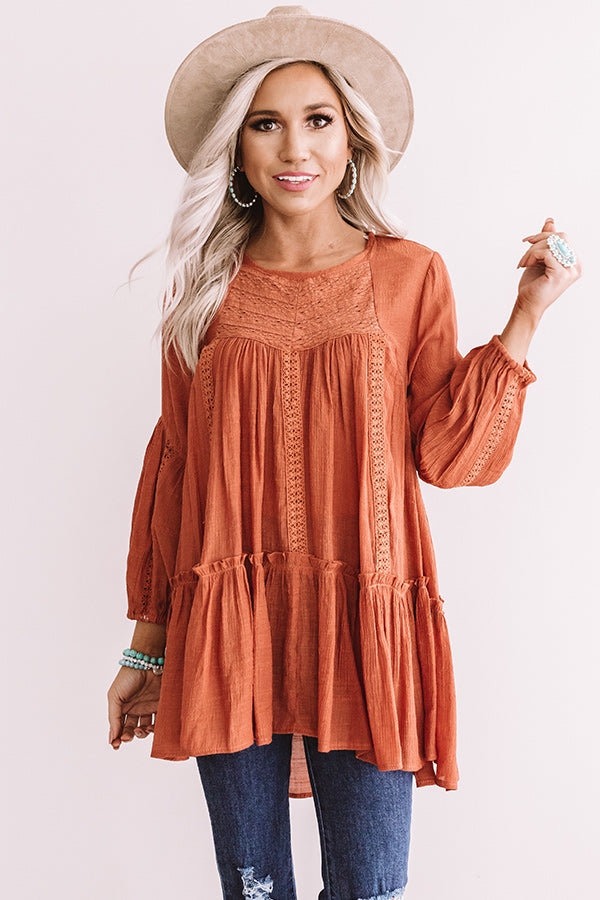 Chai And Kisses Shift Top in Rust • Impressions Online Boutique