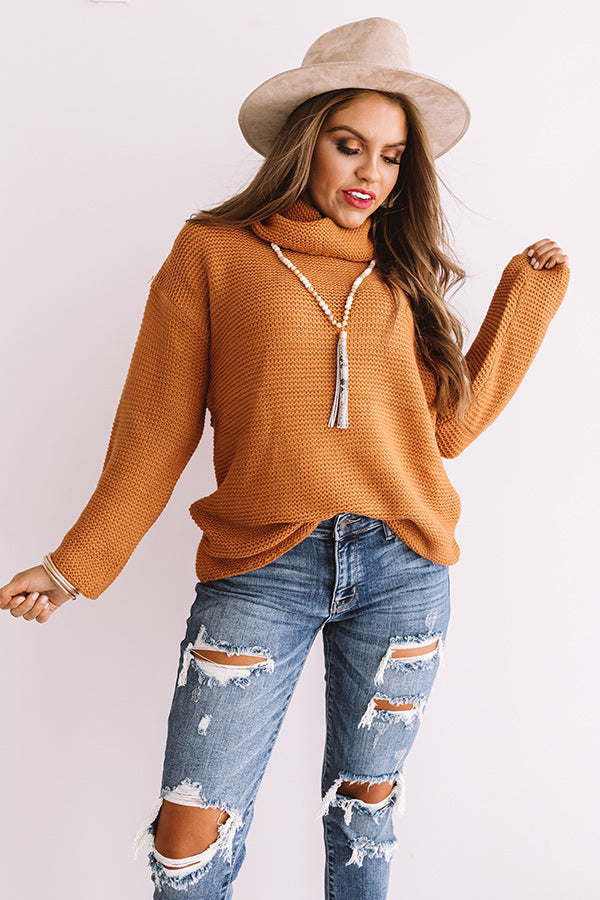 Bundle Up Bombshell Knit Sweater In Pumpkin • Impressions Online Boutique