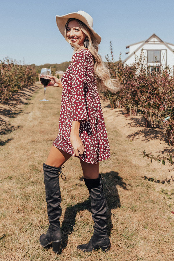 Upstate Adventures Babydoll Dress In Maroon • Impressions Online Boutique
