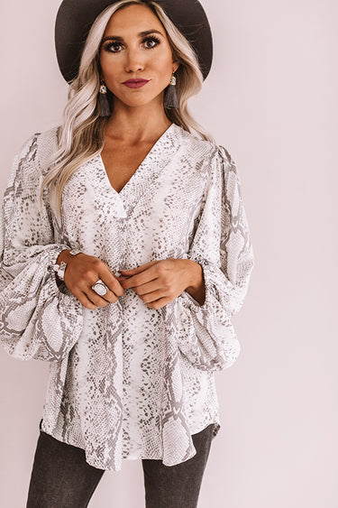 Livin' On The Edge Snake Print Top In Grey – Impressions Online Boutique