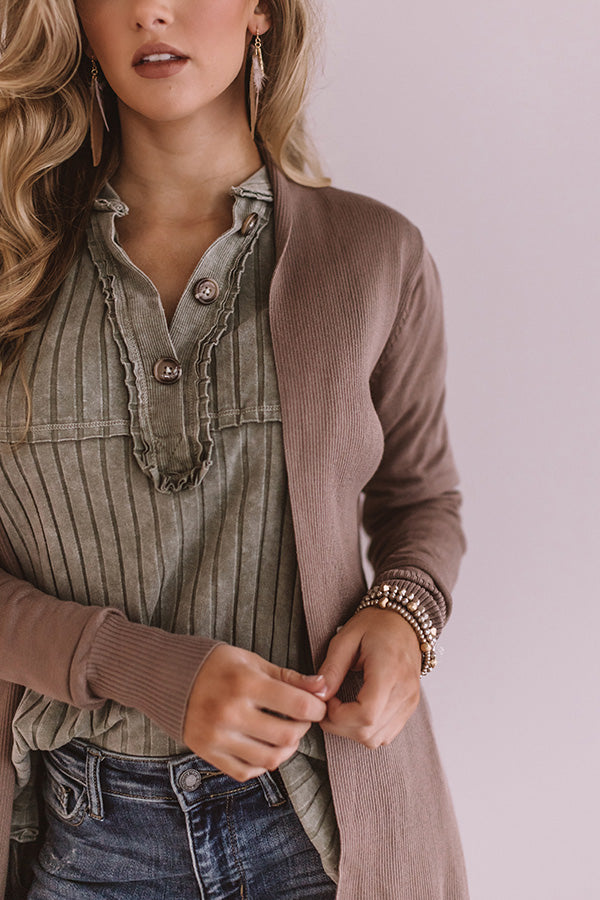 Take It From The Top Cardigan In Taupe • Impressions Online Boutique