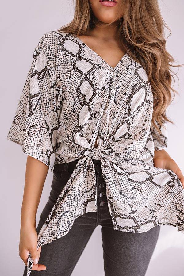 Showing Up Chic Snake Print Tie Top • Impressions Online Boutique