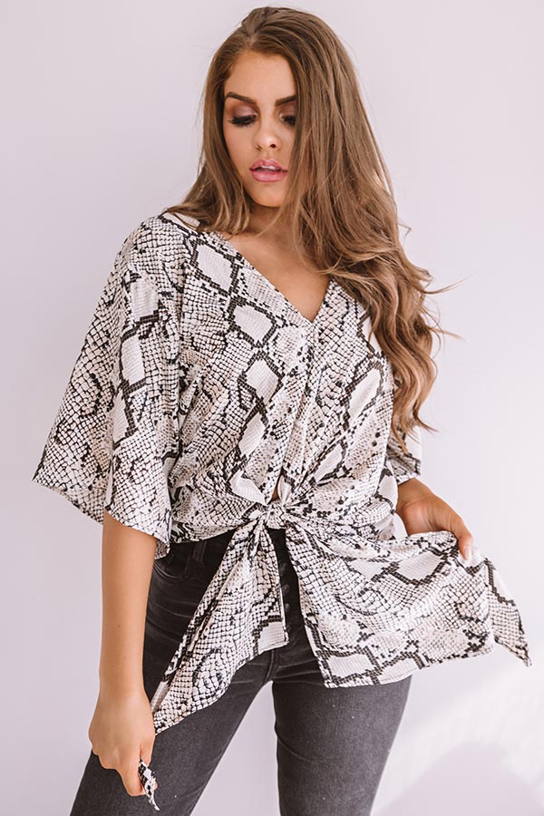 Showing Up Chic Snake Print Tie Top • Impressions Online Boutique