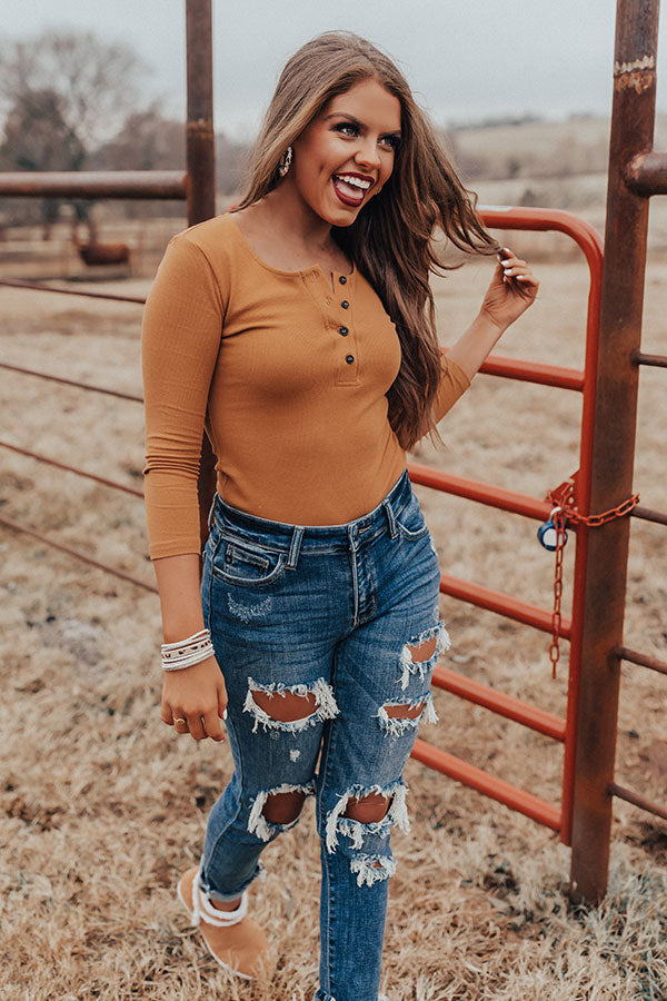 Thinking Of You Ribbed Bodysuit In Camel • Impressions Online Boutique