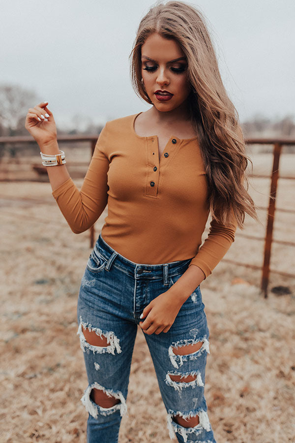 Thinking Of You Ribbed Bodysuit In Camel • Impressions Online Boutique
