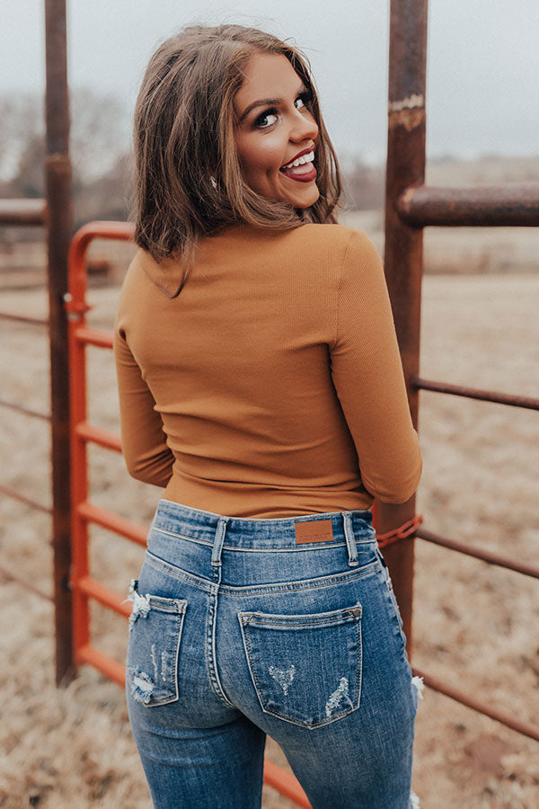 Thinking Of You Ribbed Bodysuit In Camel • Impressions Online Boutique