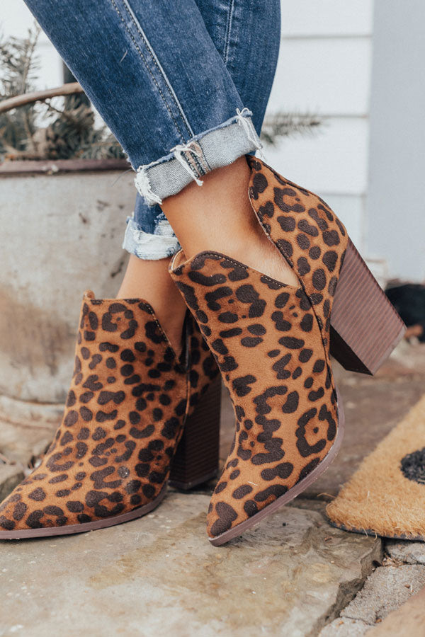 The Florence Faux Suede Leopard Bootie • Impressions Online Boutique