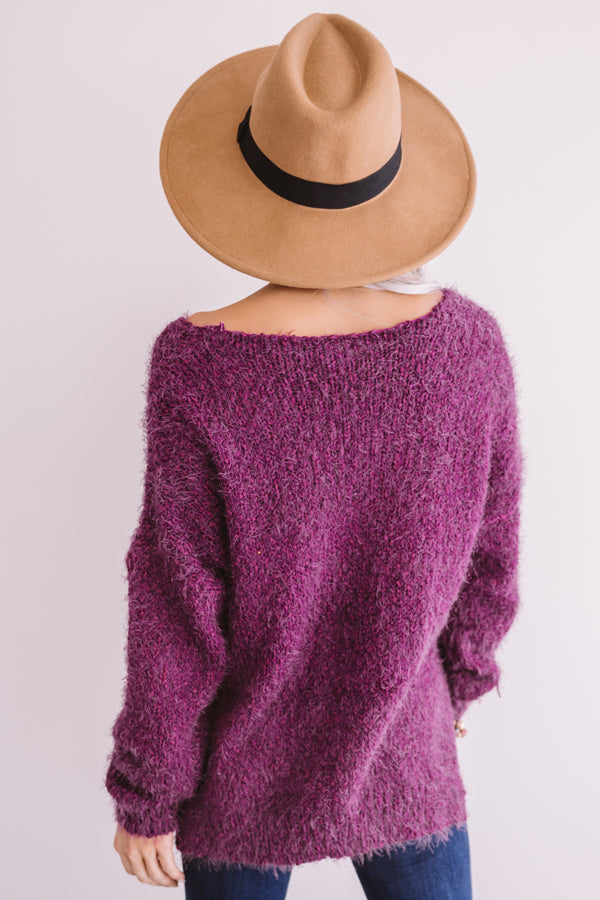 Serious About Snuggles Knit Sweater in Purple • Impressions Online Boutique