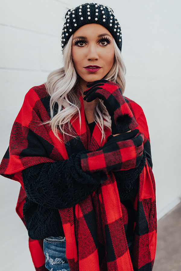 Snow Divine Smart Touch Plaid Gloves In Red • Impressions Online Boutique