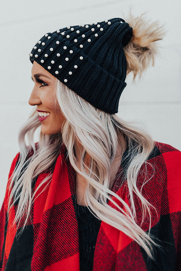 Fa-La-La Fabulous Faux Fur Pom Beanie In Black • Impressions Online ...