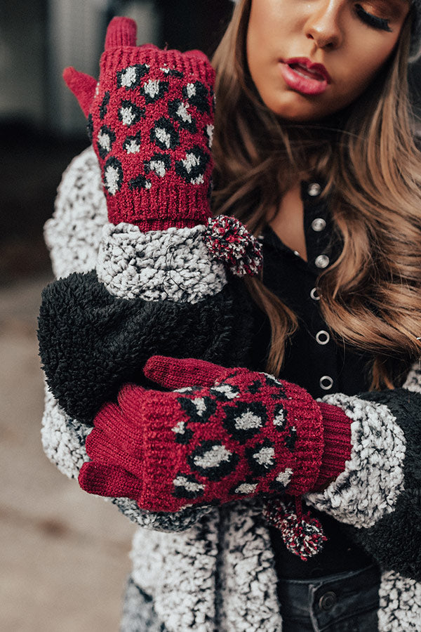 Snow Adorable Leopard Gloves In Sangria • Impressions Online Boutique