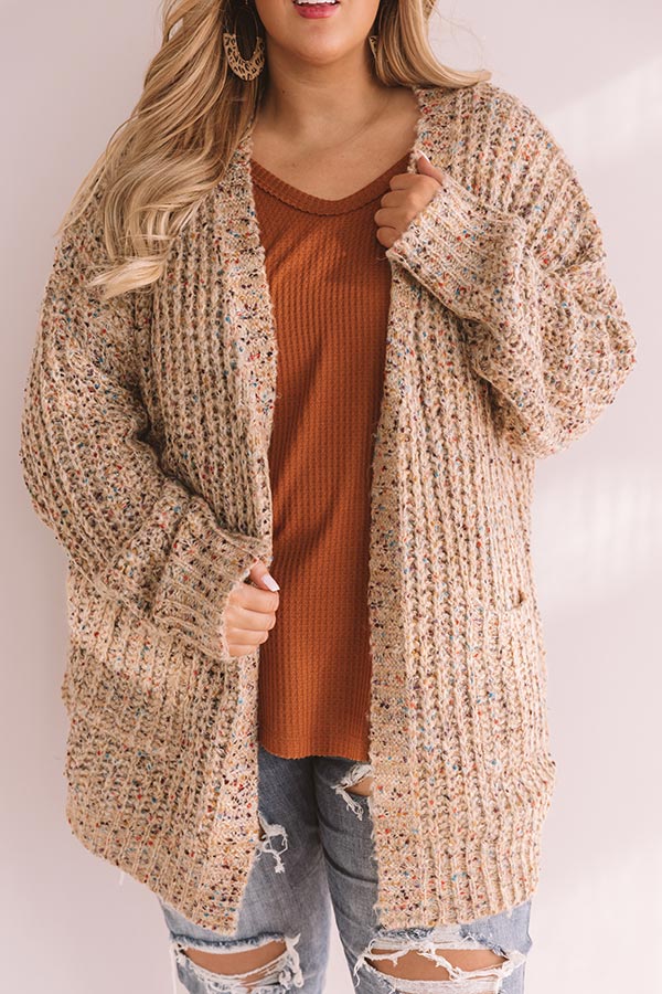 Snow Adorable Confetti Knit Cardigan In Mocha Curves – Impressions ...