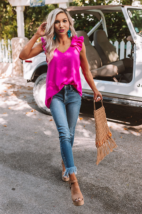Malibu For Two Ruffle Tank in Hot Pink • Impressions Online Boutique