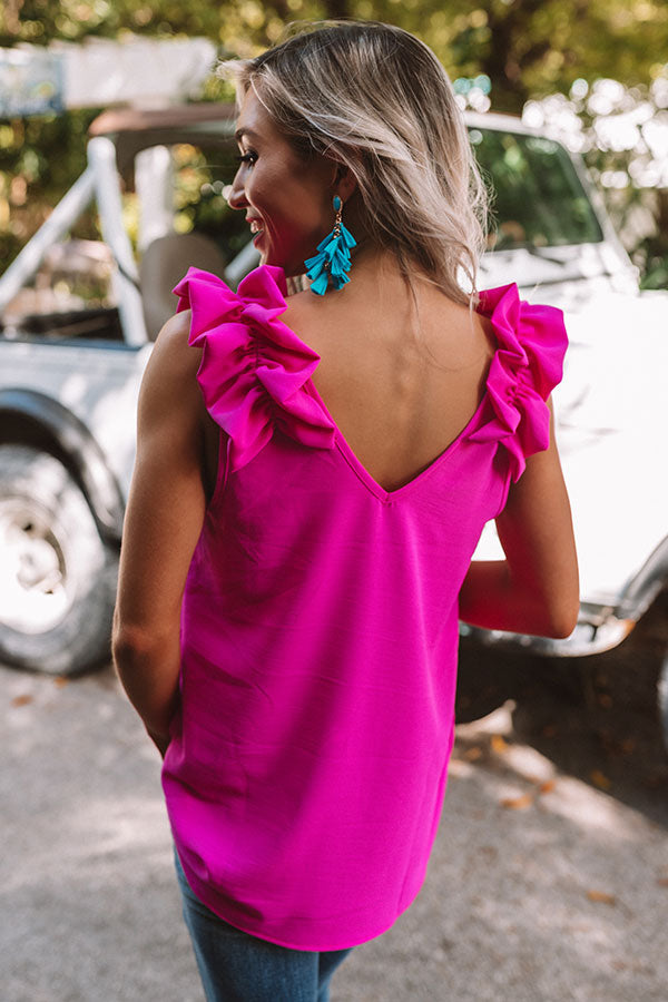 Malibu For Two Ruffle Tank in Hot Pink • Impressions Online Boutique