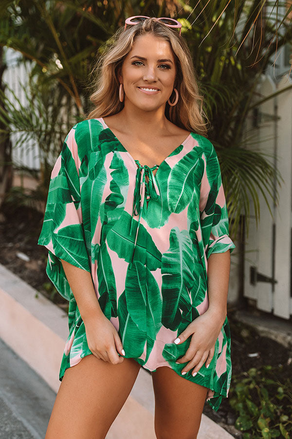 Pools And Palm Trees Lace Up Shift Tunic – Impressions Online Boutique