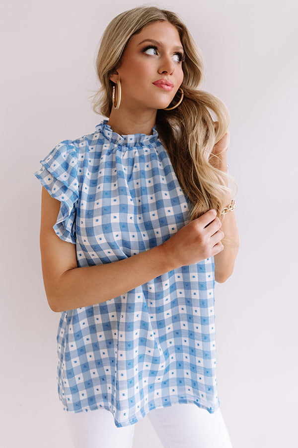 Summer Series Checkered Shift Top In Blue – Impressions Online Boutique