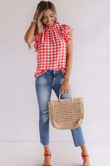 Summer Series Checkered Shift Top In Red – Impressions Online Boutique