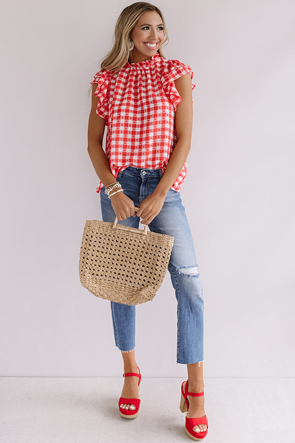 Summer Series Checkered Shift Top In Red – Impressions Online Boutique