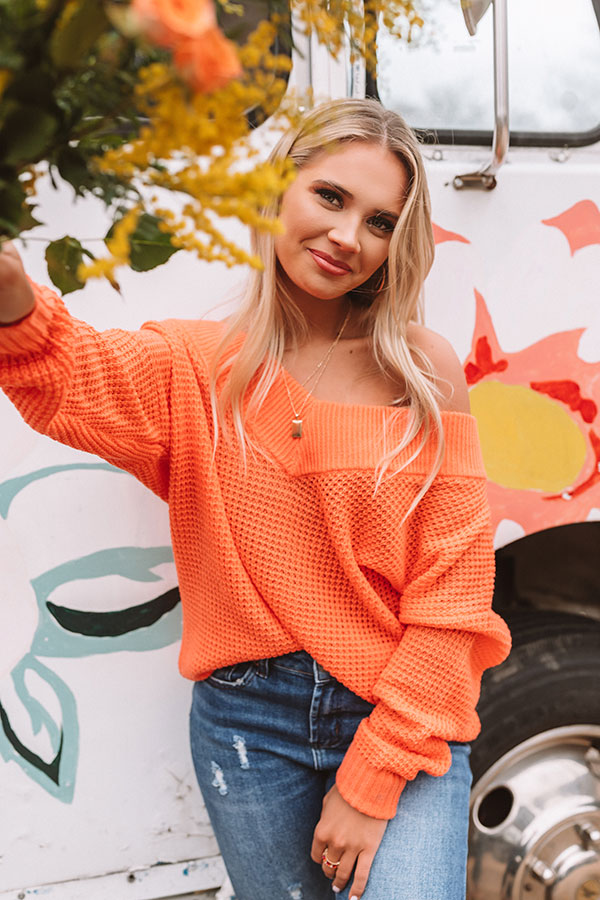 Easy To Adore Knit Sweater In Orange • Impressions Online Boutique