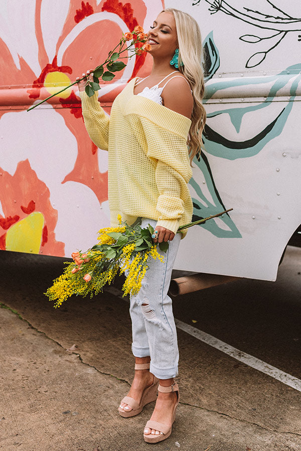 Easy To Adore Knit Sweater In Yellow – Impressions Online Boutique