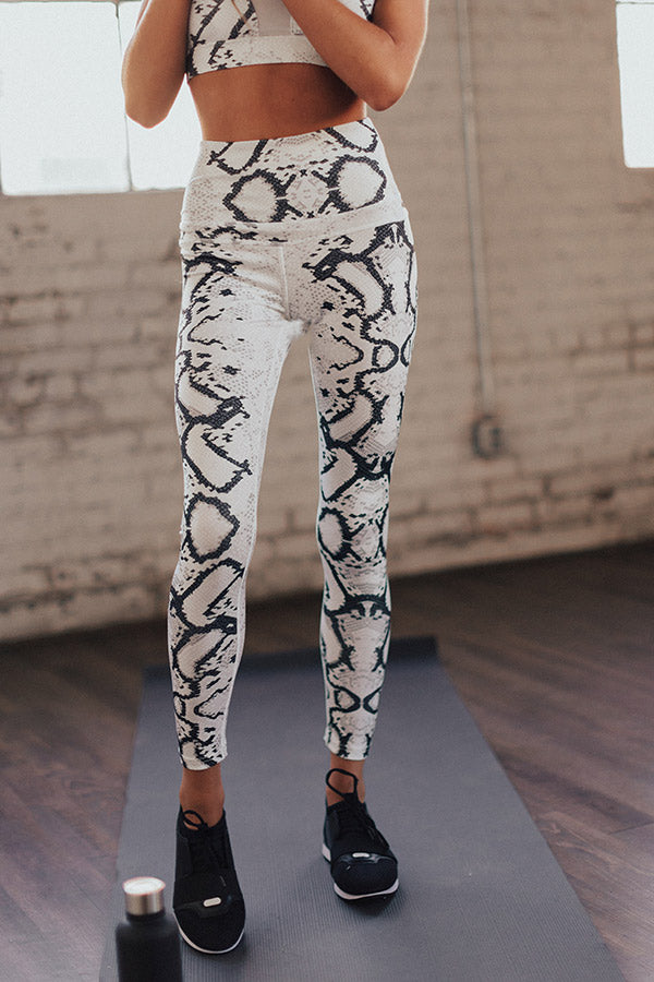 Passion For Fitness High Waist Snake Print Active Legging In Grey ...
