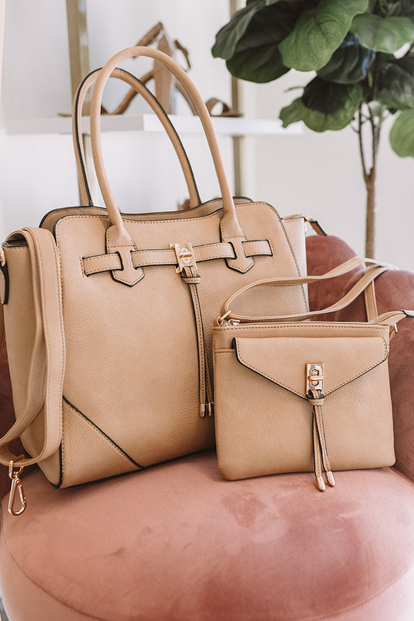 CEO Material Faux Leather Tote in Iced Latte • Impressions Online Boutique