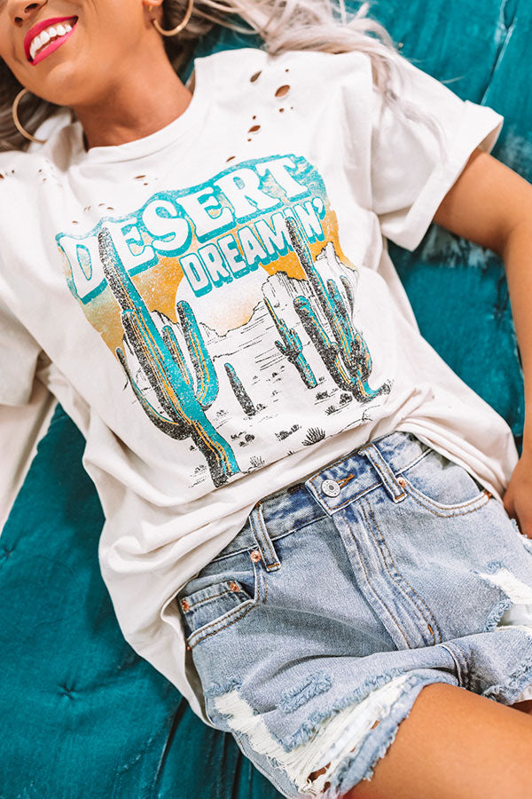 Desert Dreamin' Distressed Tee in Stone • Impressions Online Boutique