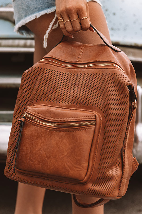 The Essential Faux Leather Backpack In Maple • Impressions Online Boutique