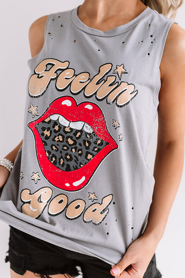 Feelin' Good Distressed Boyfriend Tank In Grey • Impressions Online ...