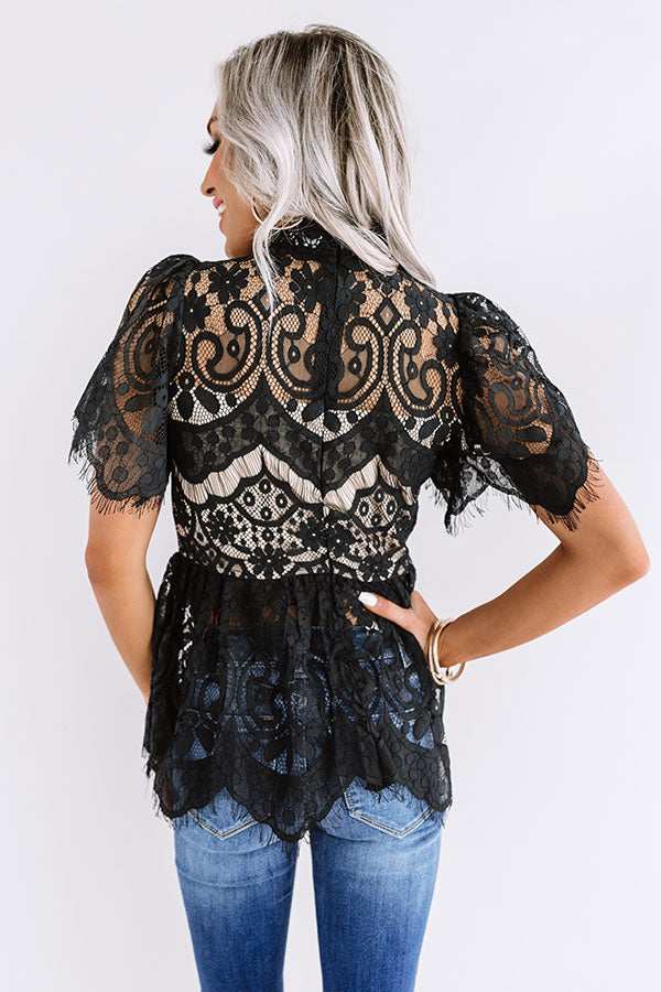 Champagne Splash Lace Top In Black • Impressions Online Boutique