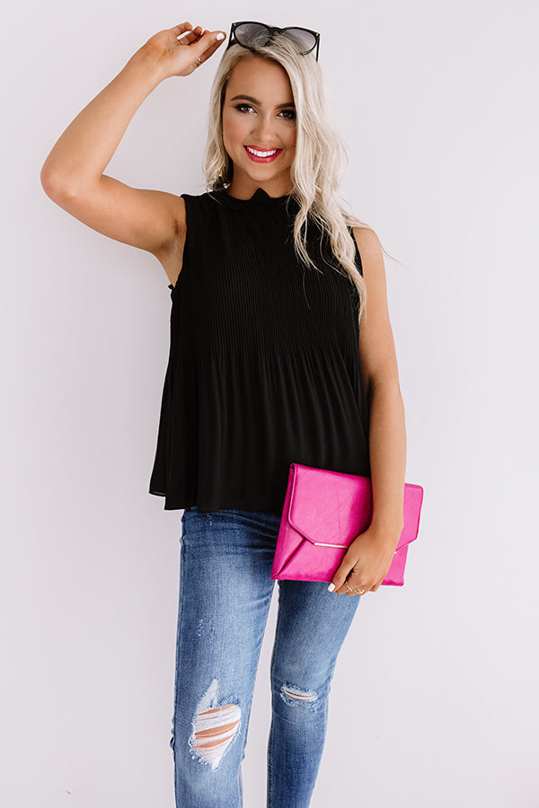 Chic Showstopper Pleated Top In Black • Impressions Online Boutique
