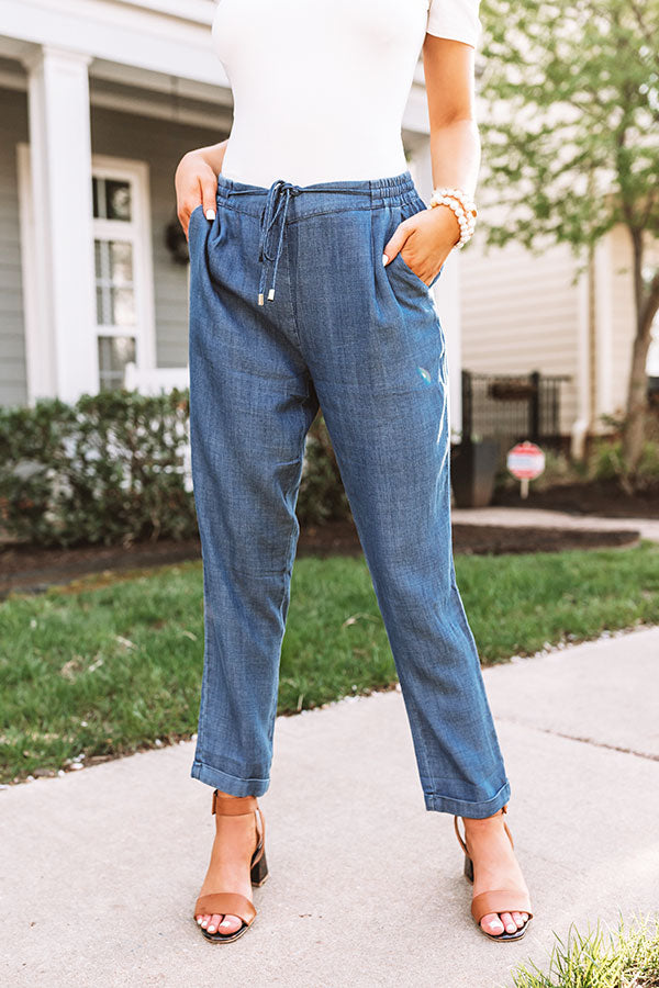 The Coco High Waist Chambray Pants in Medium Wash • Impressions Online ...
