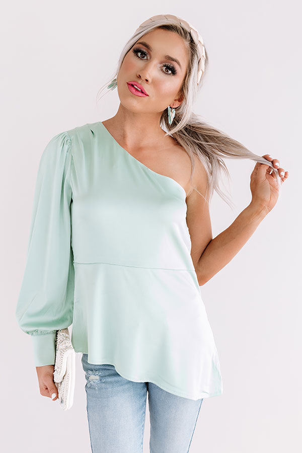 Front Page News Satin Top In Mint • Impressions Online Boutique